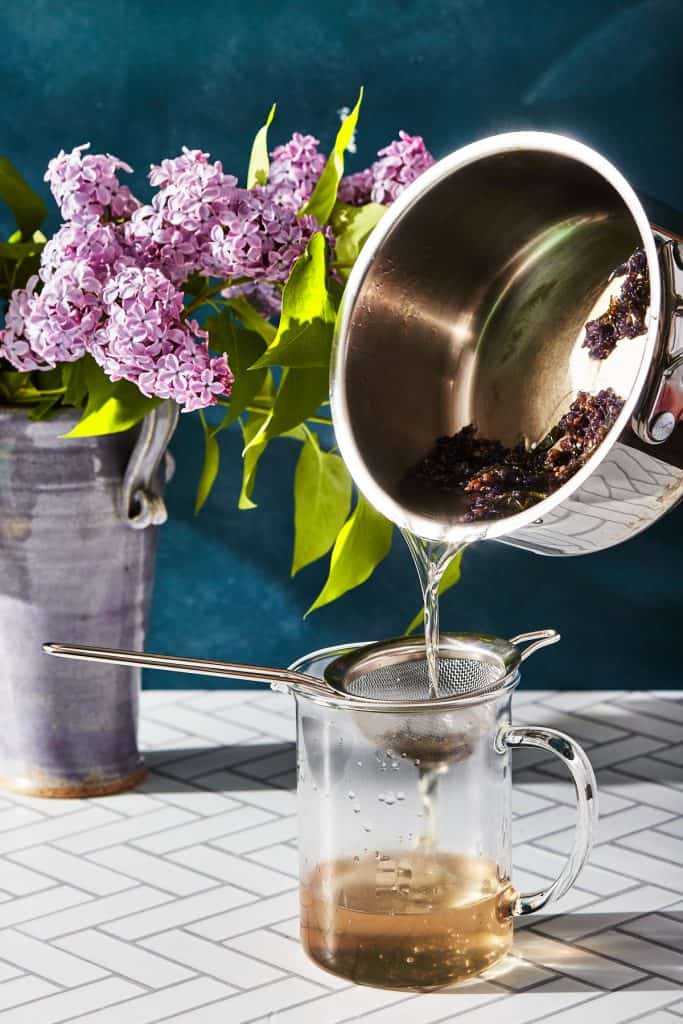 Lilac Flavored Tea with Fresh Flowers