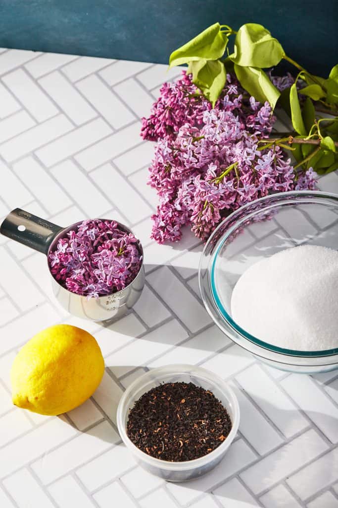 Lilac Flavored Tea with Fresh Flowers